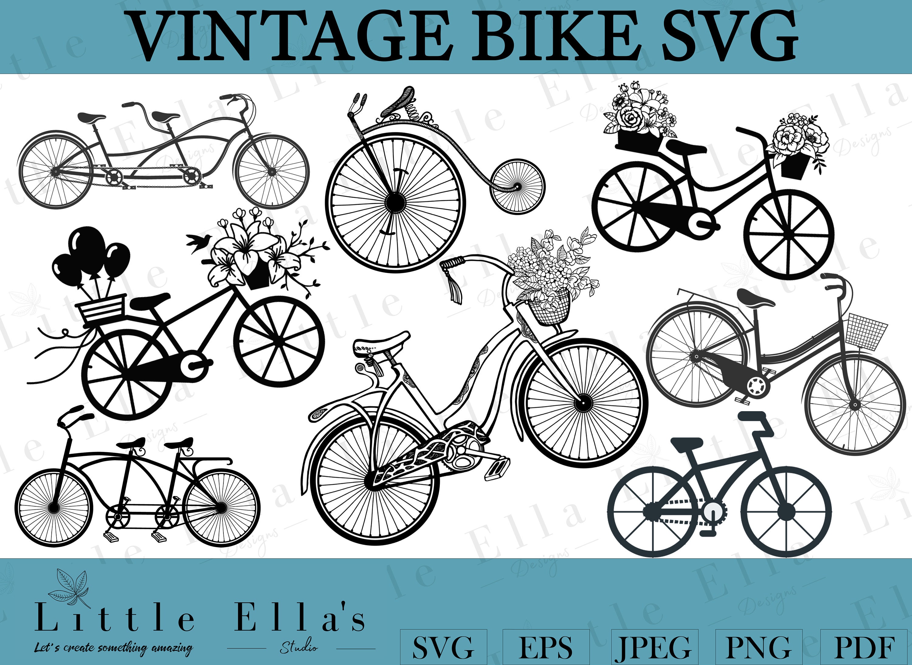 Vintage Bike SVG, Retro Bikes SVG, Cycling Svg, Cyclist Silhouette, Png ...