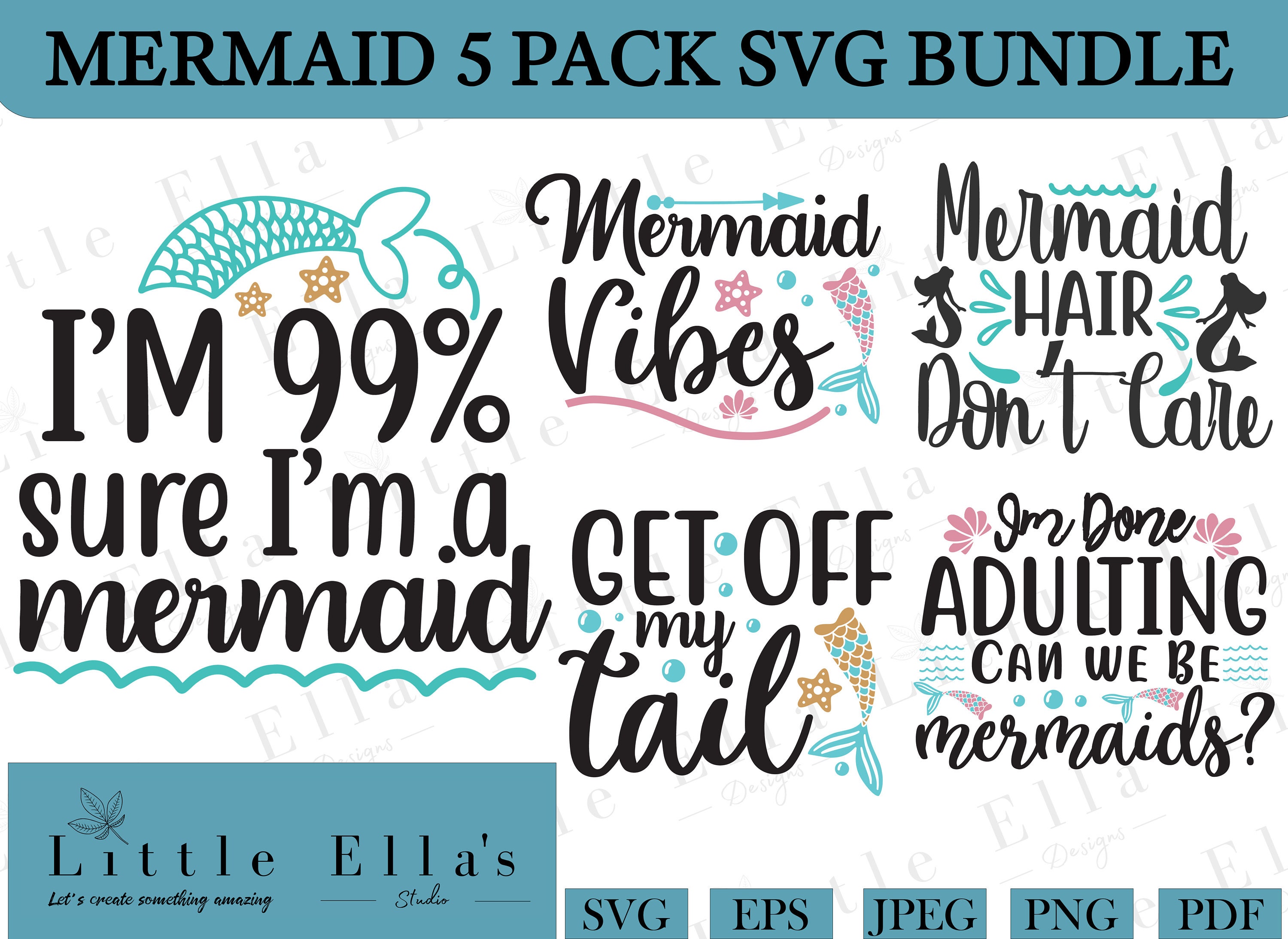 Mermaid SVG Bundle, Little Mermaids SVG, Mermaid PNG, Mermaid Shirt Png ...