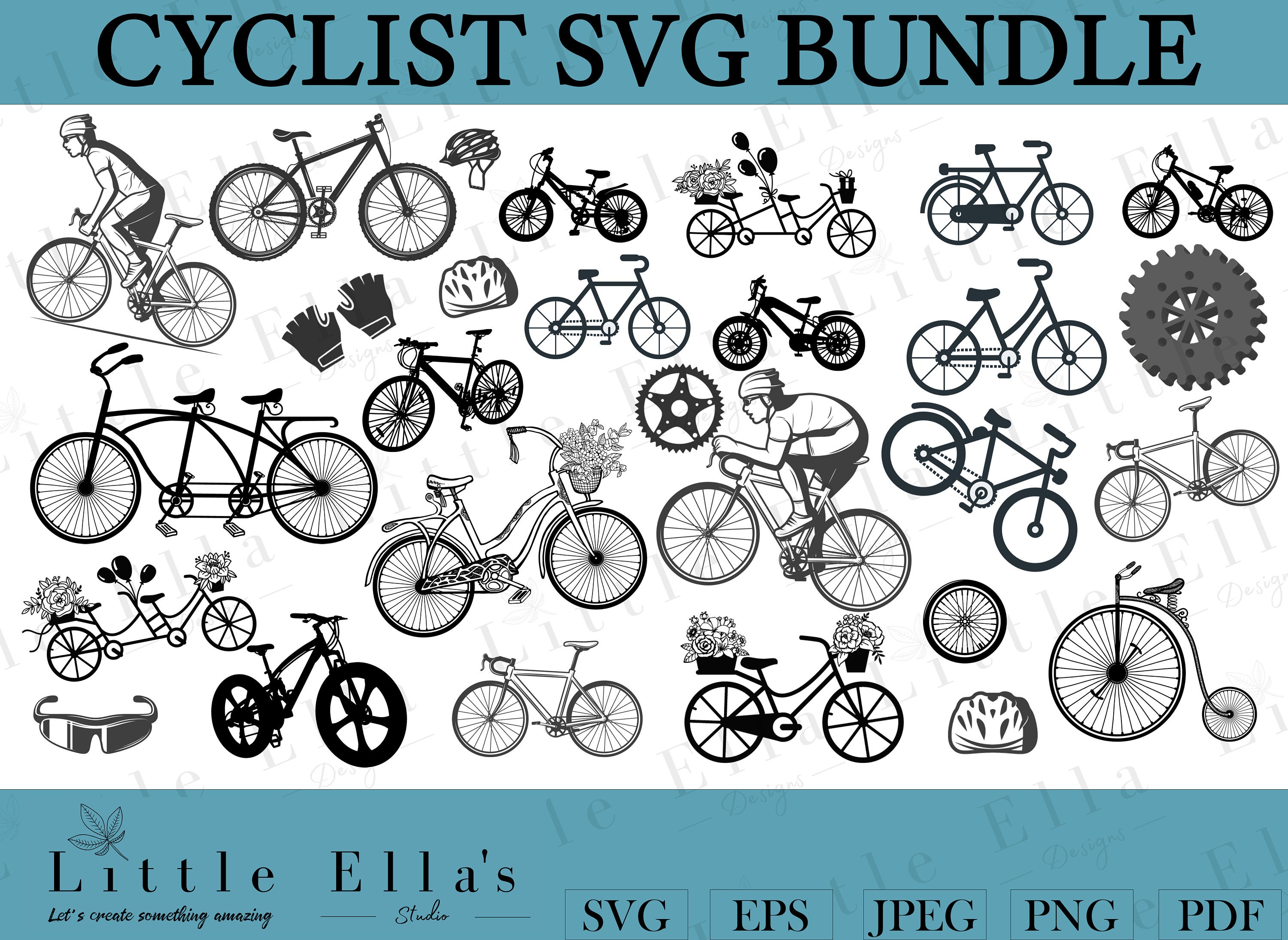 Bicycle Bundle SVG Cyclist Svg Cycling Svg Mountain Bike - Etsy