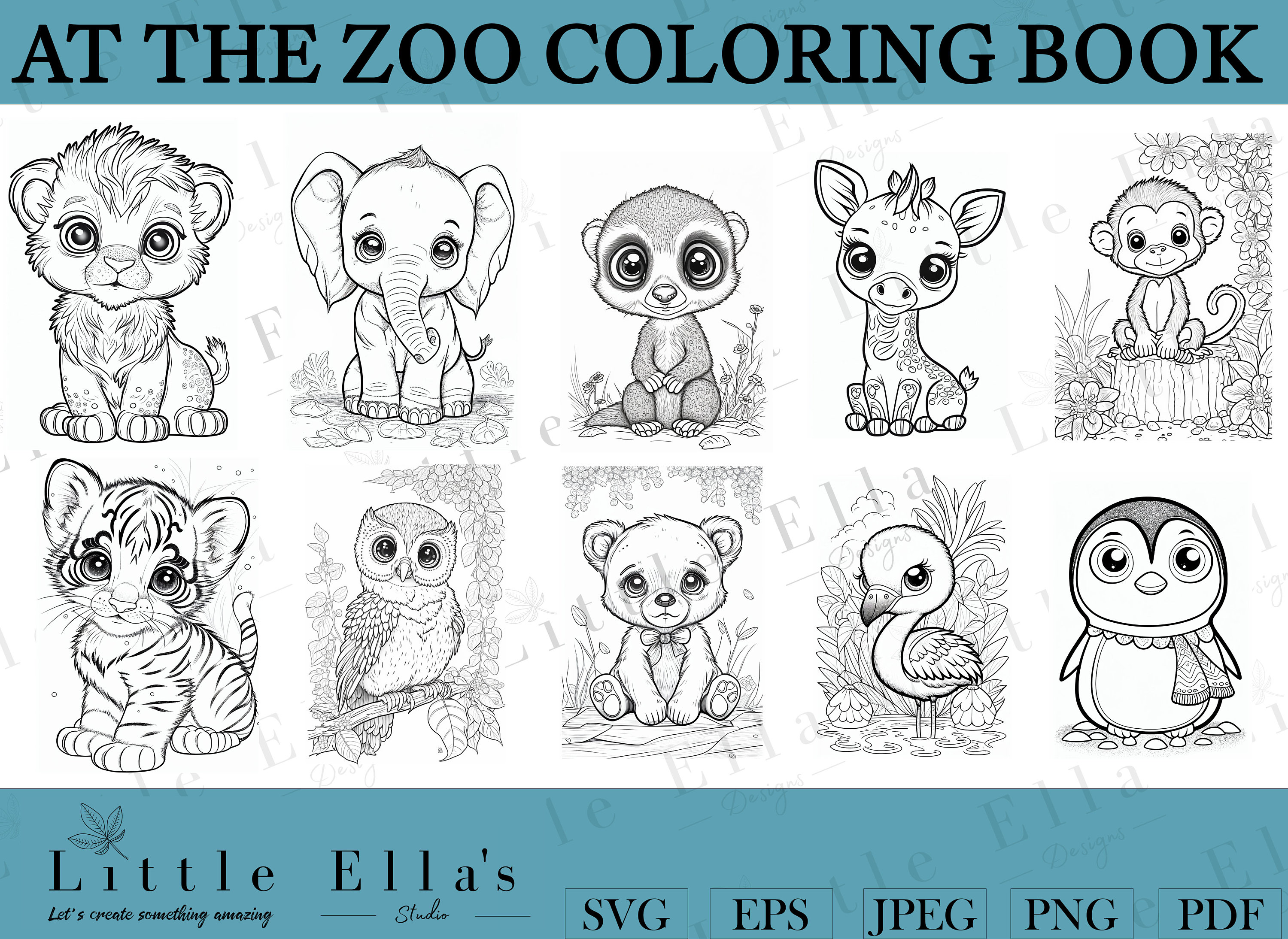 A Day at the Zoo Coloring Book, Zoo Animal Coloring Book, Zoo Animals ...
