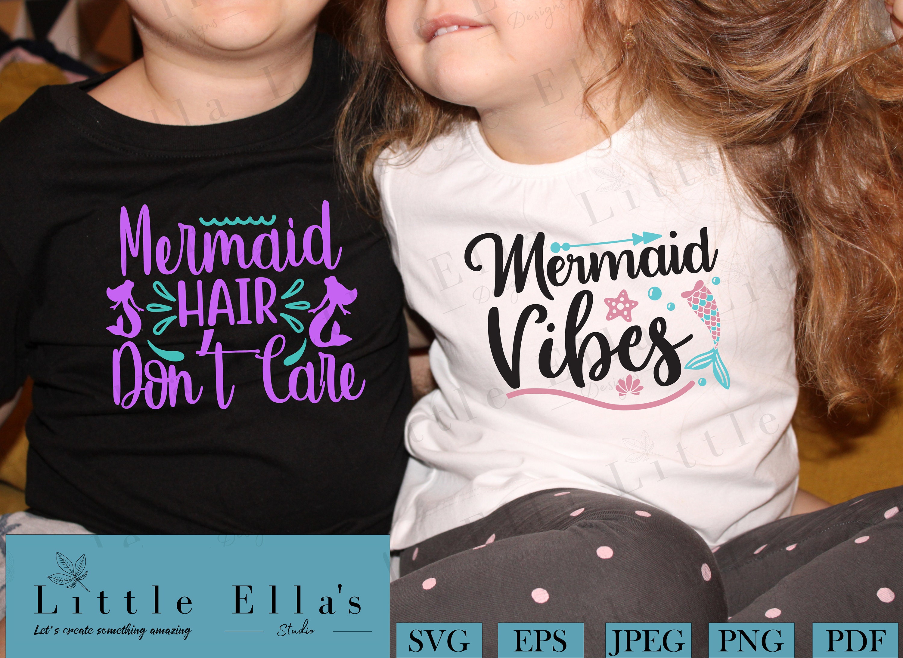 Mermaid SVG Bundle, Little Mermaids SVG, Mermaid PNG, Mermaid Shirt Png ...