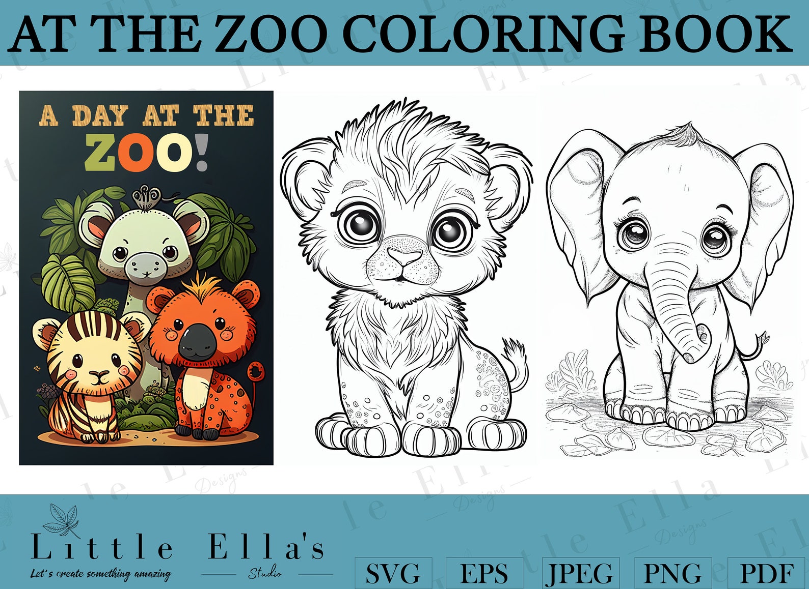 A Day at the Zoo Coloring Book, Zoo Animal Coloring Book, Zoo Animals ...