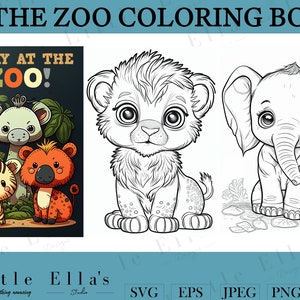 A Day at the Zoo Coloring Book, Zoo Animal Coloring Book, Zoo Animals ...