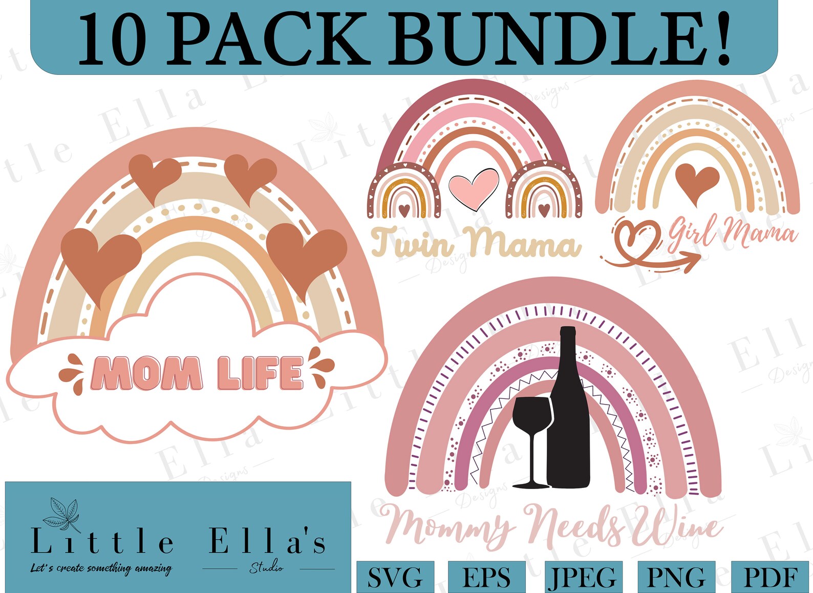 Pastel Rainbow SVG Rainbow Mom SVG Rainbow SVG Bundle Mom - Etsy