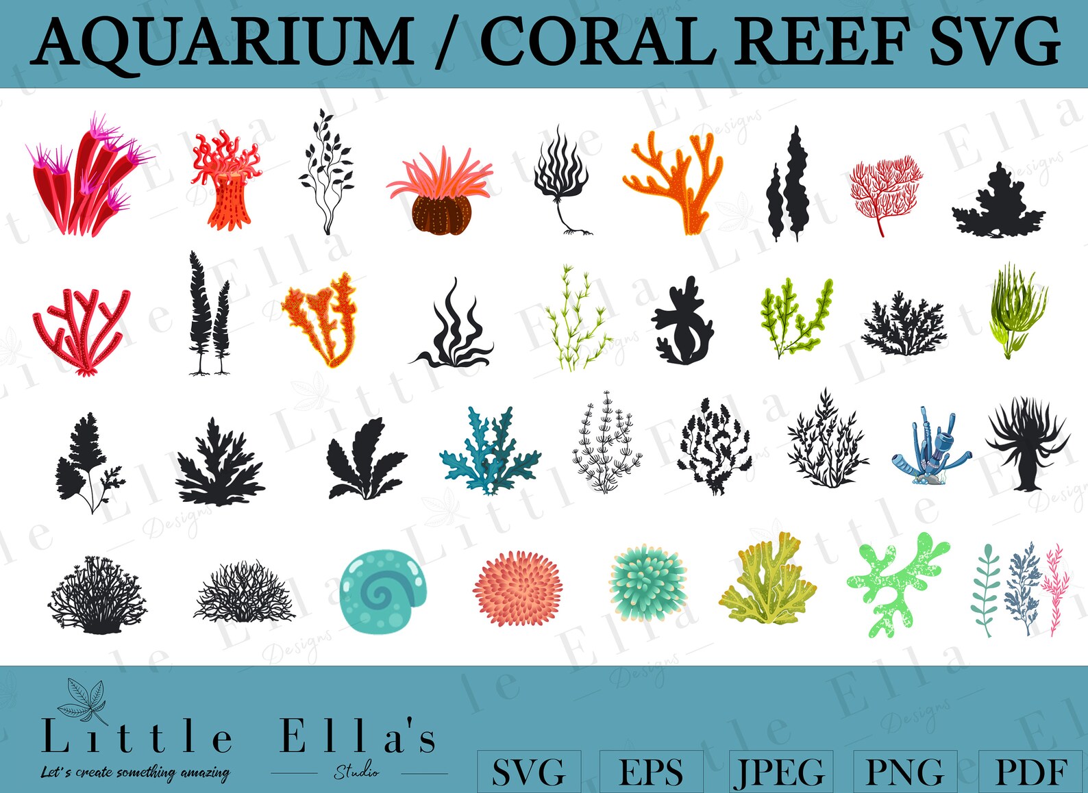 Aquarium Elements SVG Coral Reed SVG Sea SVG Fish Tank - Etsy