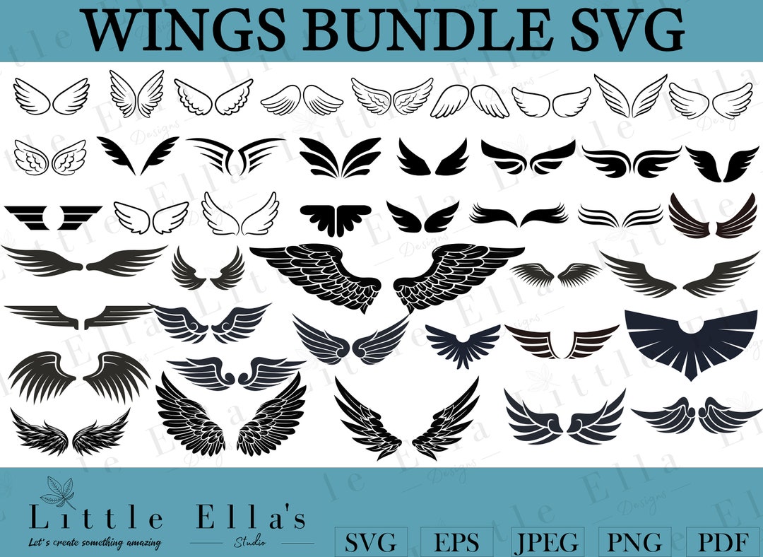 Wings Bundle SVG, Angel Wings SVG, Pilot Wings SVG, Bird Wings Svg - Etsy