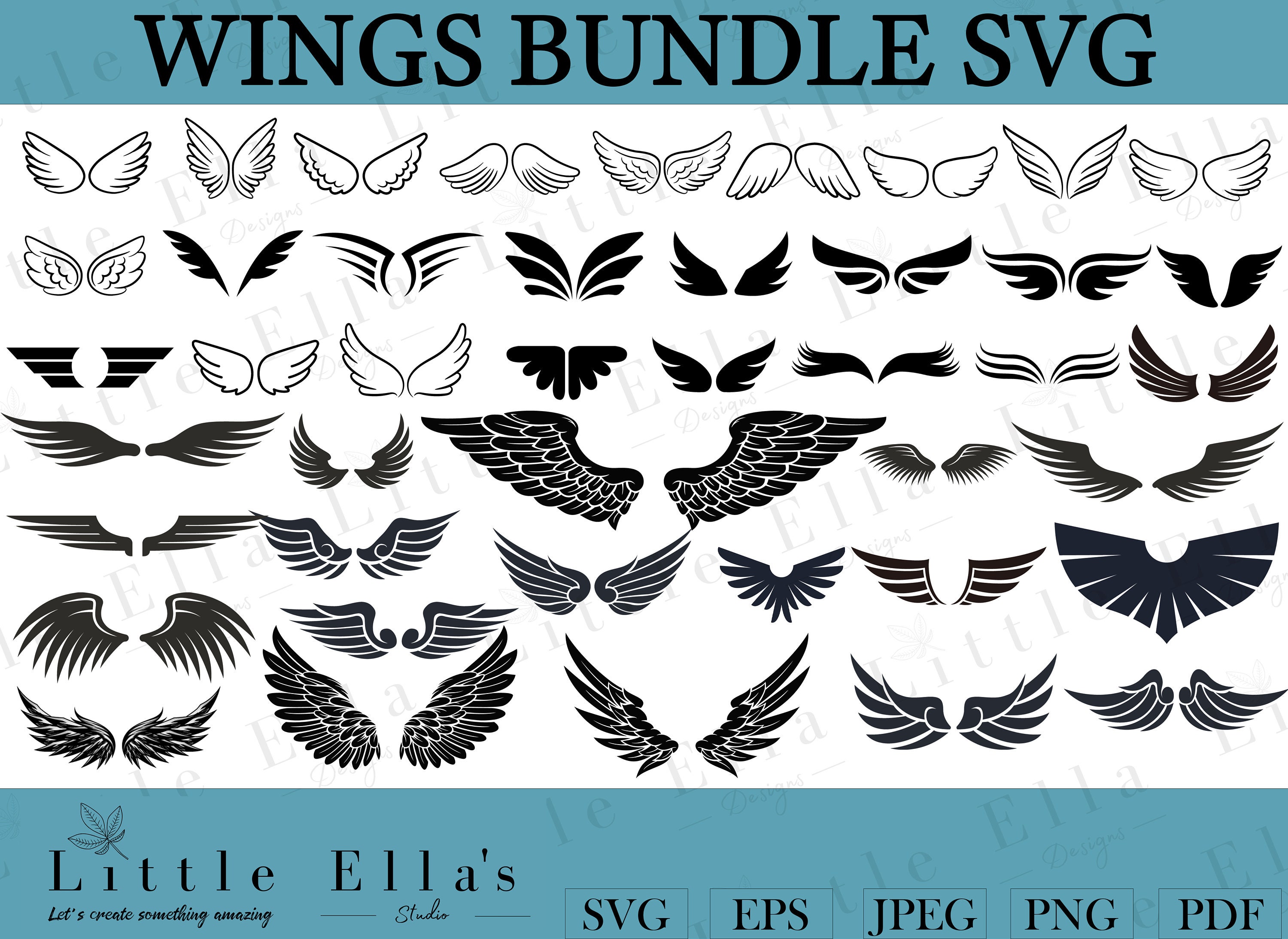 Wings Bundle SVG, Angel Wings SVG, Pilot Wings SVG, Bird Wings Svg - Etsy