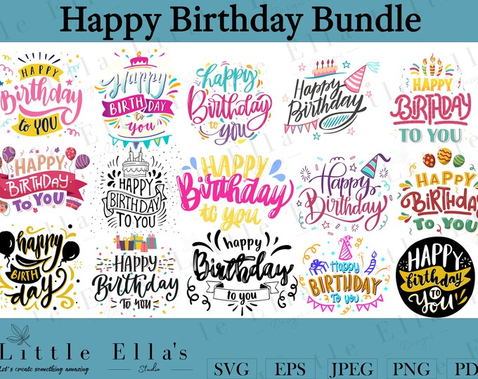 Happy Birthday SVG Bundle, Birthday SVG, Birthday Party SVG, Birthday ...