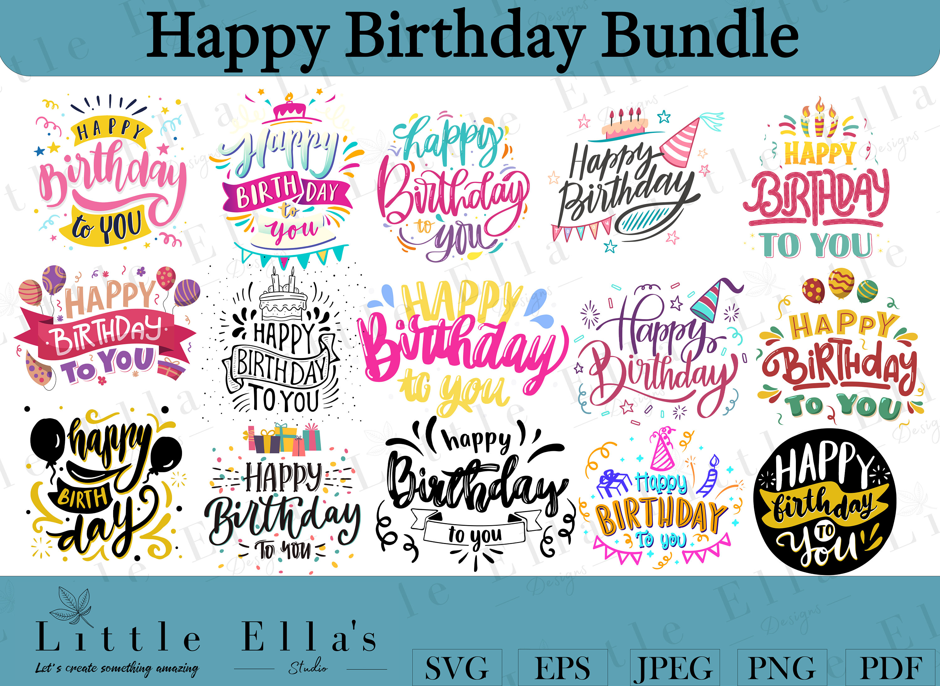Happy Birthday SVG Bundle, Birthday SVG, Birthday Party SVG, Birthday ...