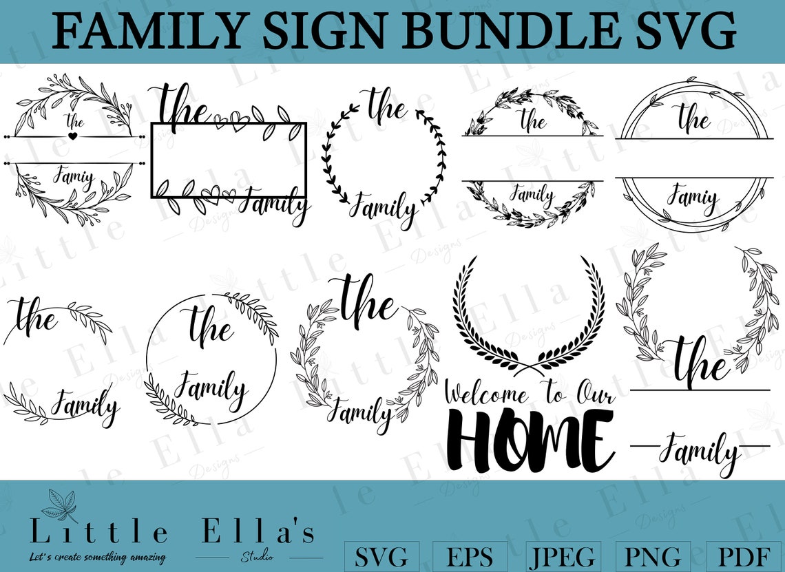 Family Name Monogram Svg Bundle, Family Monogram Svg, Wreath Monogram ...