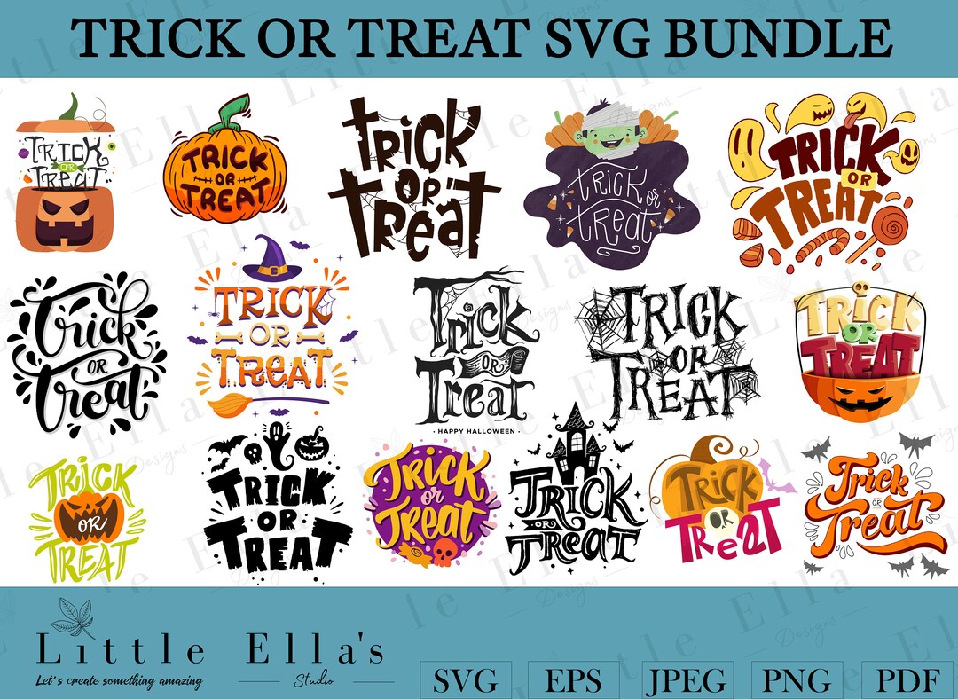 Trick or Treat Bundle SVG, Trick or Treat Hand Lettered SVG, Trick or ...