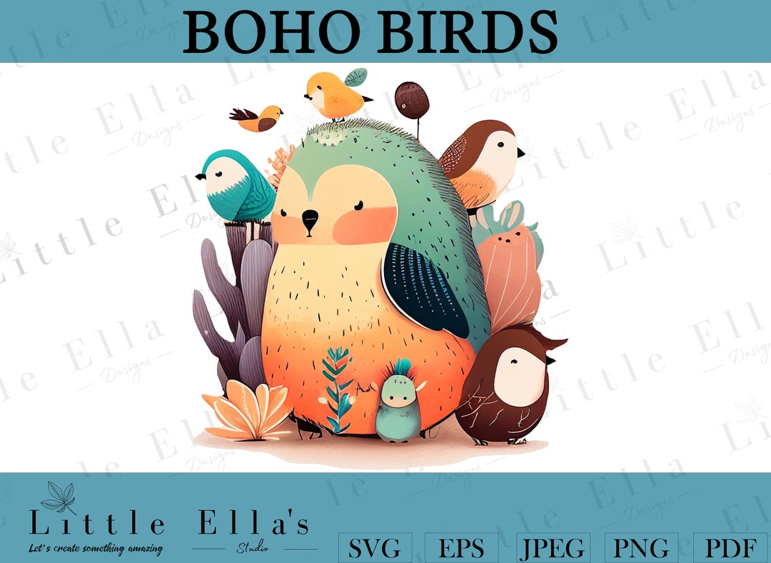 Boho Birds PNG, Birds PNG, Cute Bird PNG, Cute Boho Animals Png, Birds ...