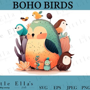Boho Birds PNG, Birds PNG, Cute Bird PNG, Cute Boho Animals Png, Birds ...