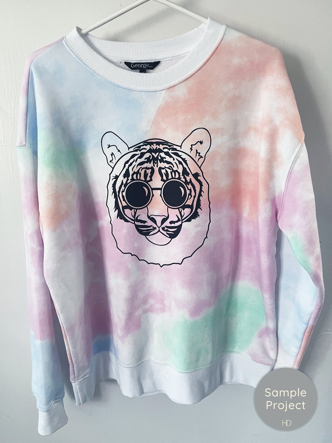 Tiger Wearing Round Sunglasses SVG | Resting Floof Face Cut File for ...