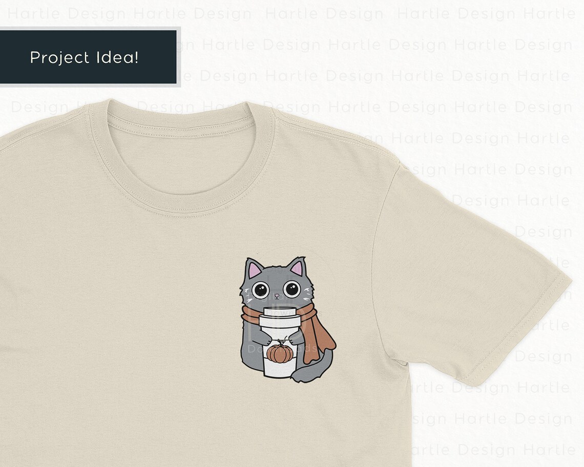 Fall Cat With Pumpkin Latte Layered SVG | Cute Grey Halloween Cat Cut ...