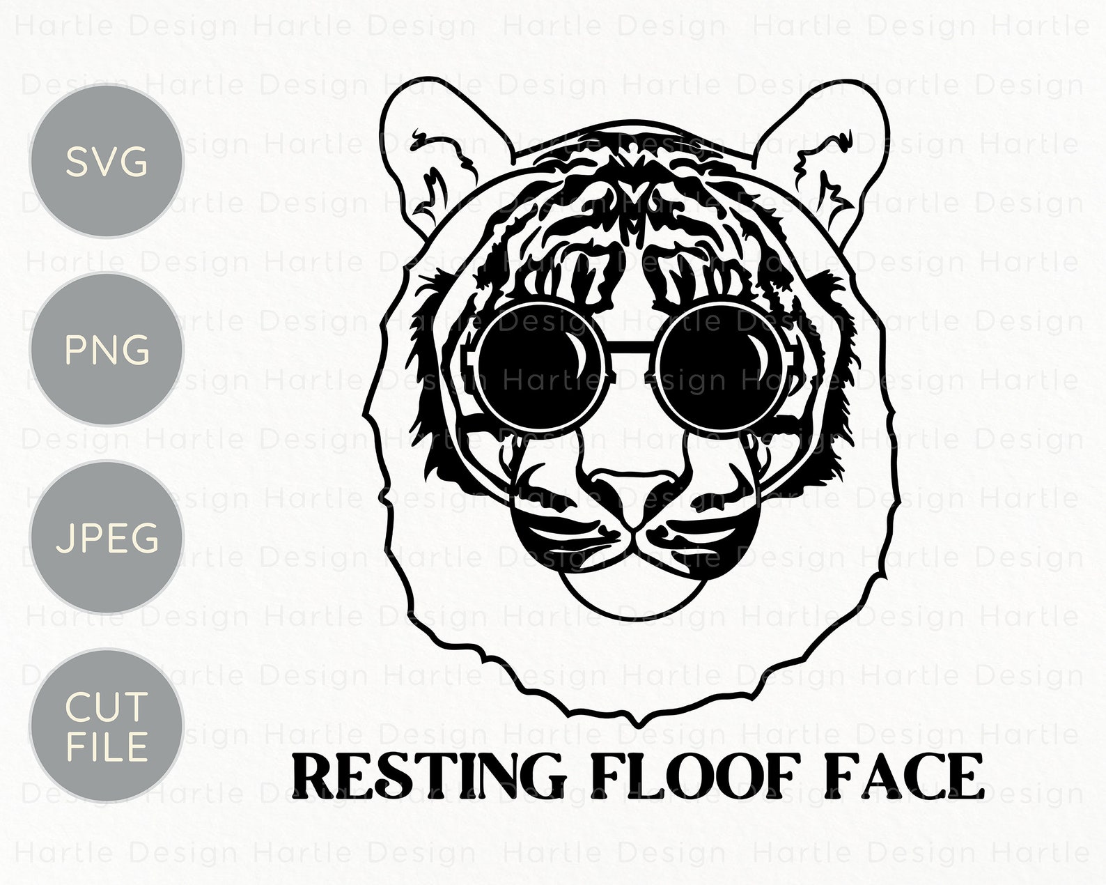 Tiger Wearing Round Sunglasses SVG | Resting Floof Face Cut File for ...