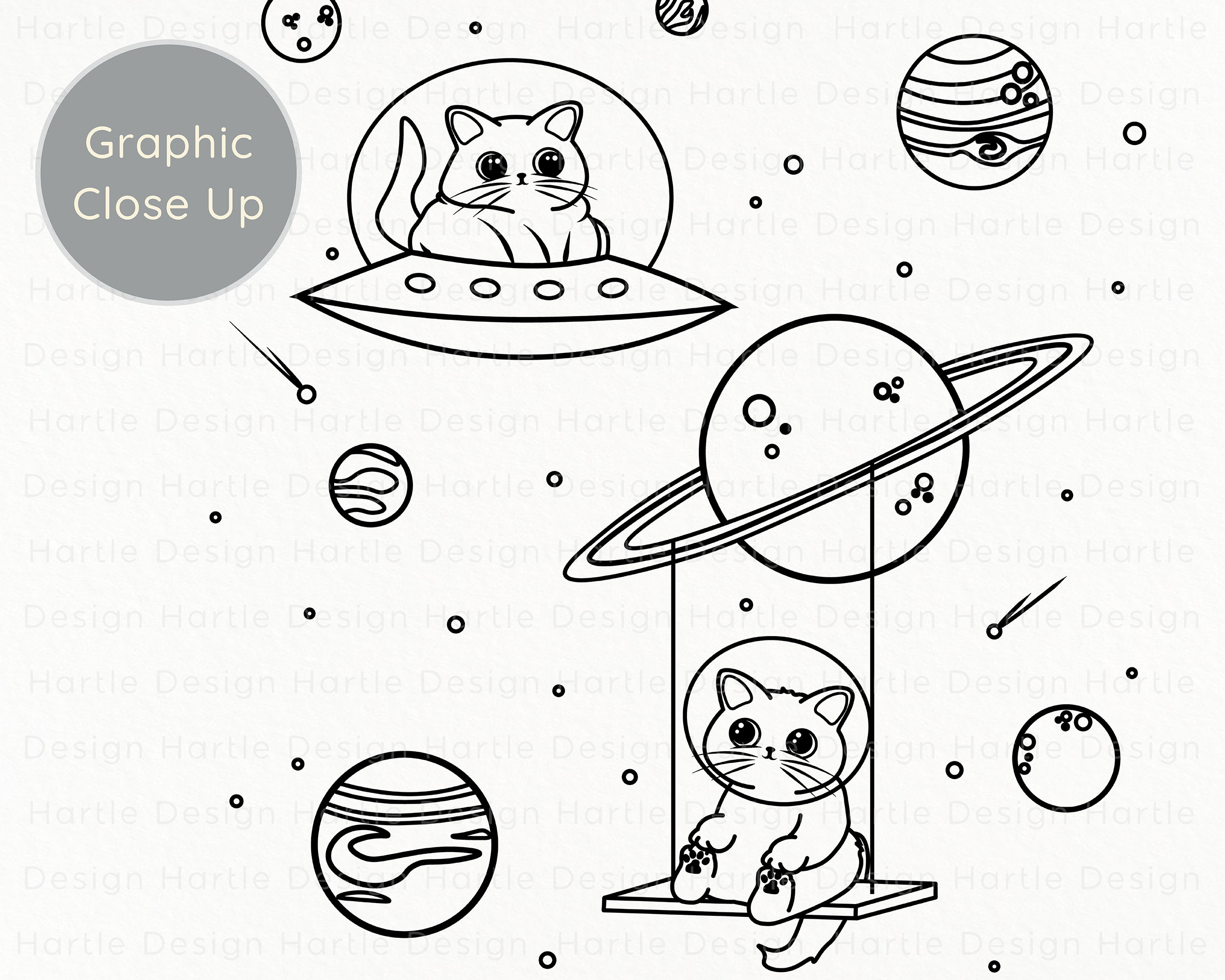 Cats in Space With Stars and Planets SVG Astronaut Cat Cut - Etsy
