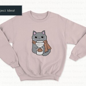 Fall Cat With Pumpkin Latte Layered SVG | Cute Grey Halloween Cat Cut ...