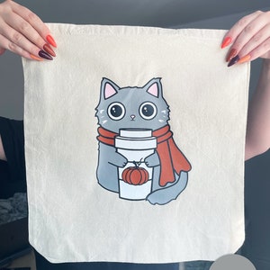 Fall Cat With Pumpkin Latte Layered SVG | Cute Grey Halloween Cat Cut ...