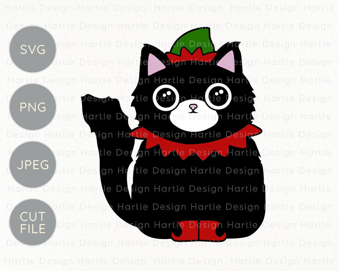 Christmas Elf Cat Layered SVG | Merry Christmas Black Cat in Elves ...