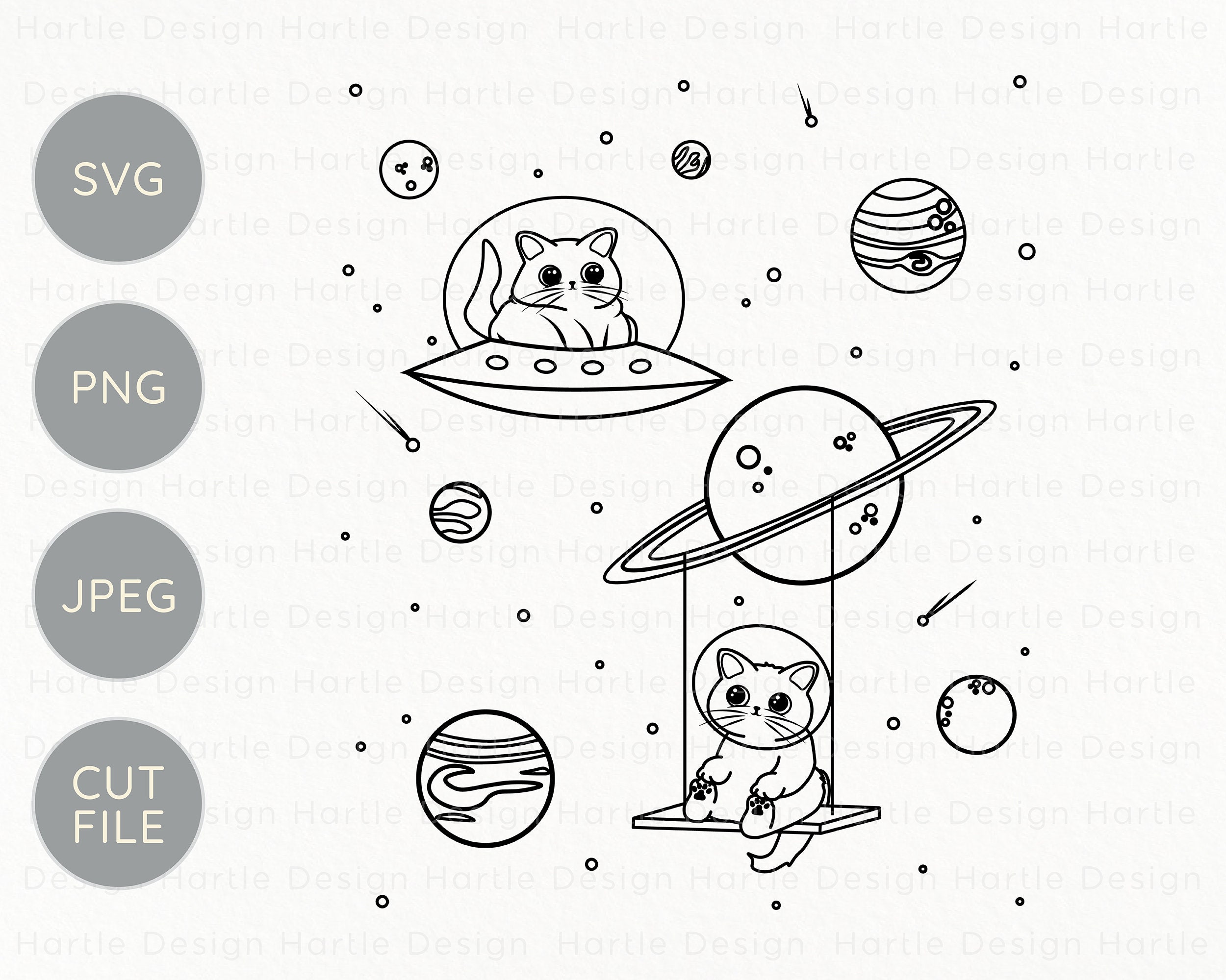 Cats in Space With Stars and Planets SVG Astronaut Cat Cut - Etsy