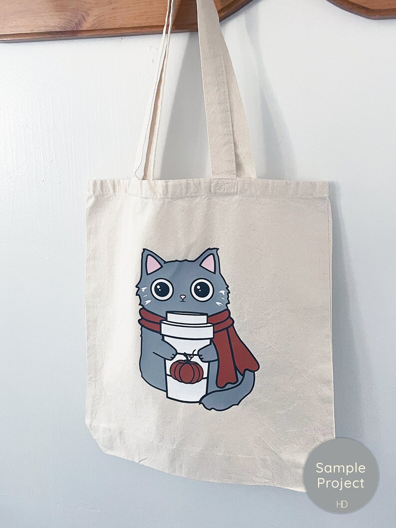 Fall Cat With Pumpkin Latte Layered SVG | Cute Grey Halloween Cat Cut ...