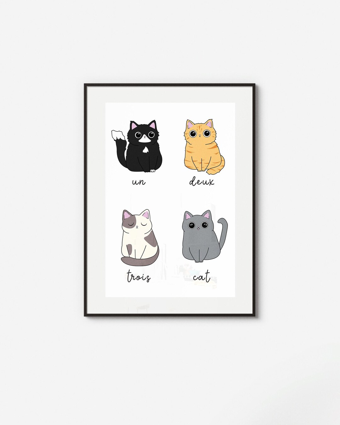 French Cats Digital Download Wall Art | Cat Home Décor Un Deux Trois ...