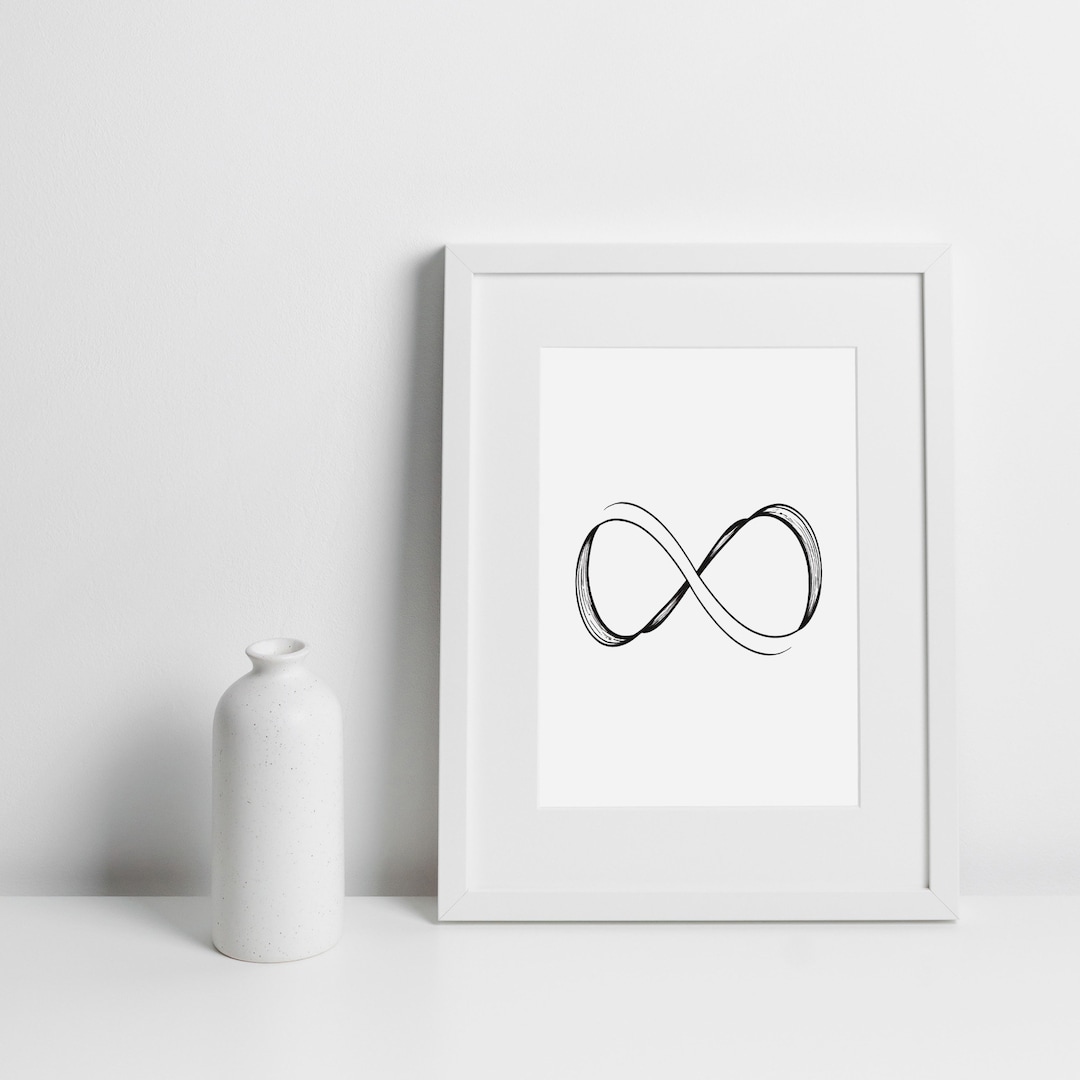 Black and White Infinity Symbol, Infinity Printable Wall Art, One Line Drawing, Minimalist Home ...