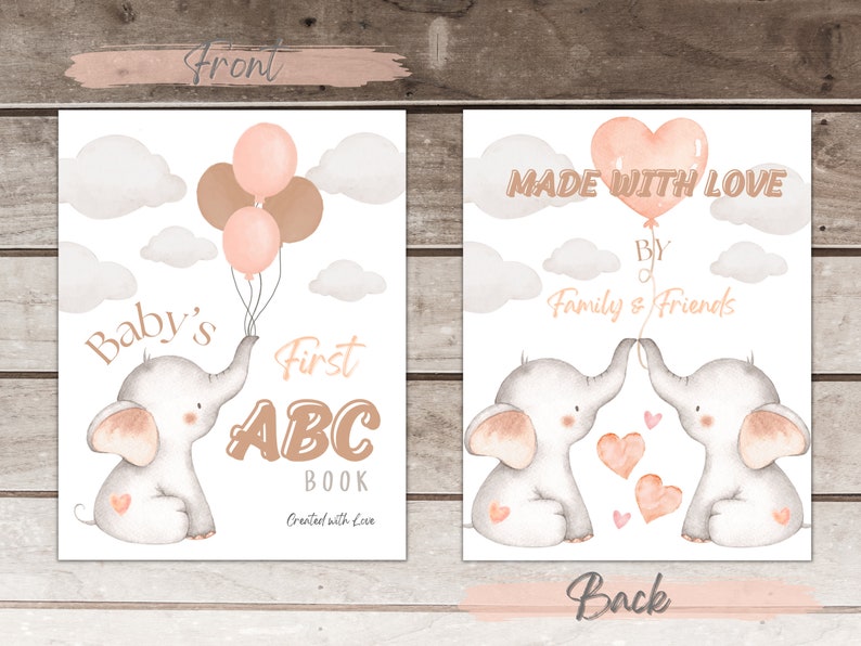 ABC Book, Baby’s First, Girl Elephant Baby Shower Alphabet Book, Girl ...
