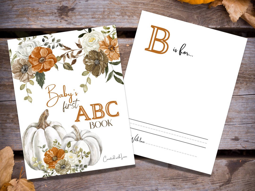 Autumn ABC Book Baby Shower Game, Fall Baby’s 1st ABC Book, Baby Shower ...