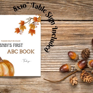 Fall ABC Book Baby Shower Game: Autumn Coloring Pages (PDF) - Etsy