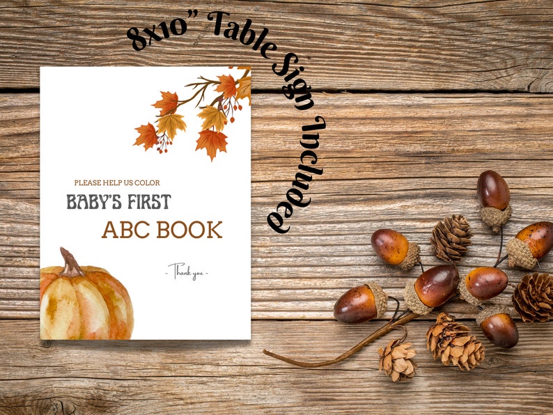 Fall ABC Book Baby Shower Game: Autumn Coloring Pages (PDF) - Etsy