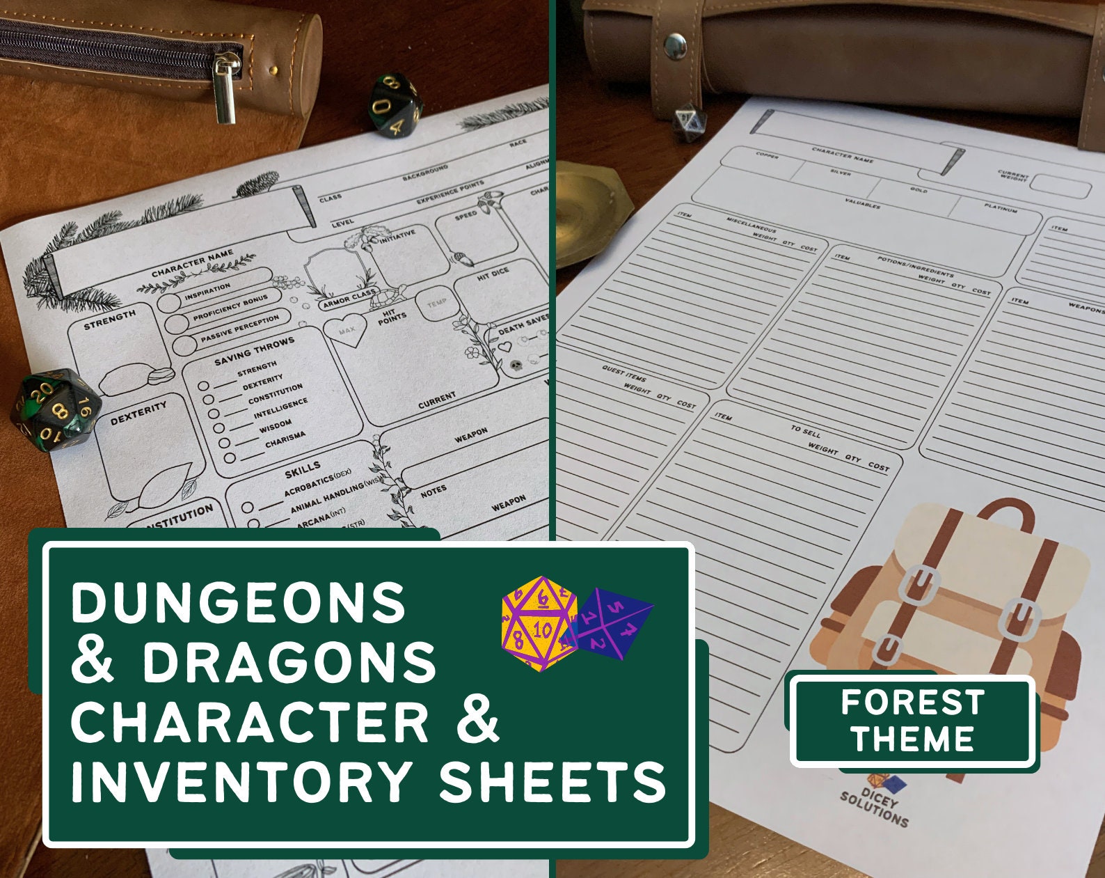 Printable Dnd 5e Character Sheets Forest Theme Printable - Etsy