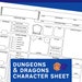 Dnd 5e Character Sheet & Spell Sheets | Printable Pdfs for Dungeons and ...