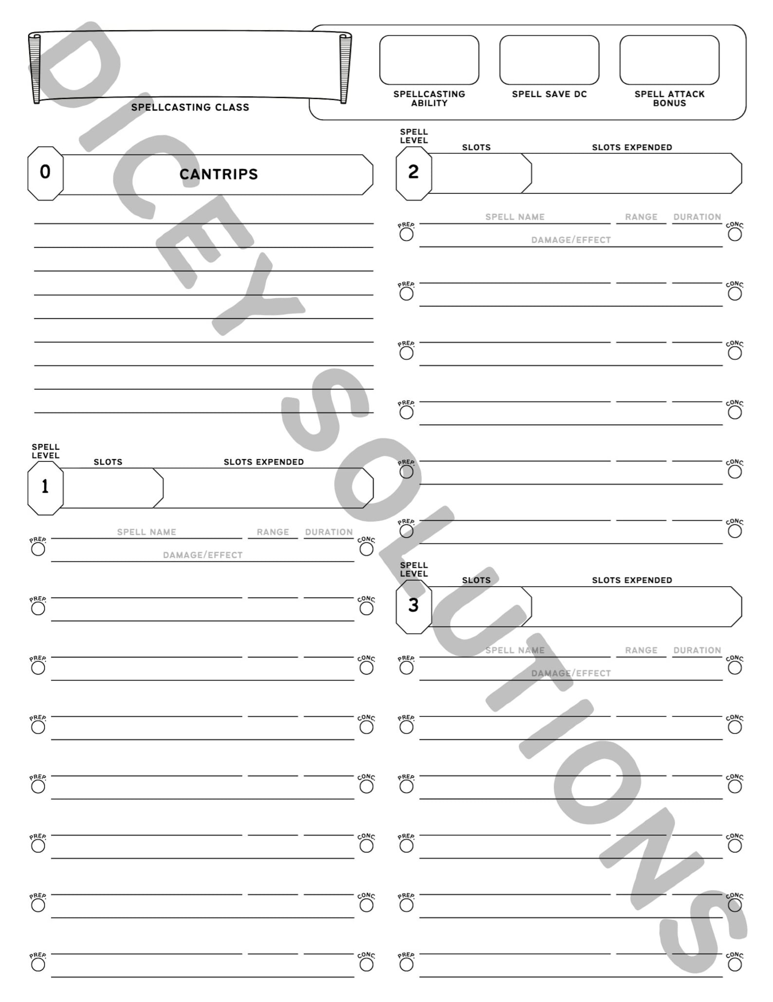 Dnd 5e Character Sheet & Spell Sheets | Printable Pdfs for Dungeons and ...