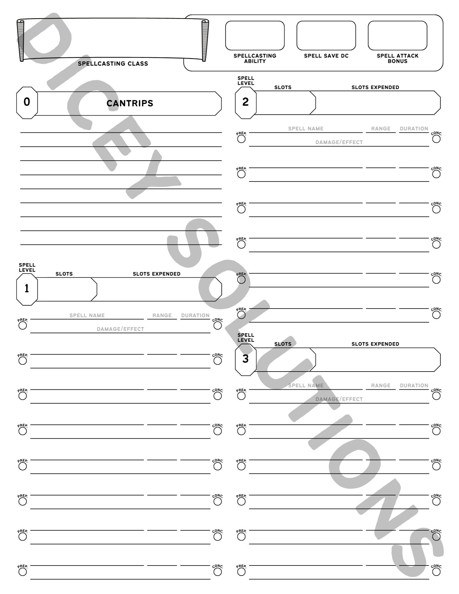Dnd 5e Character Sheet & Spell Sheets | Printable Pdfs for Dungeons and ...