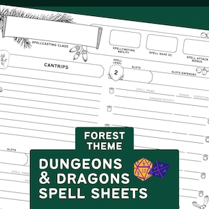 Dnd 5e Character Sheet & Spell Sheets | Printable Pdfs for Dungeons and ...