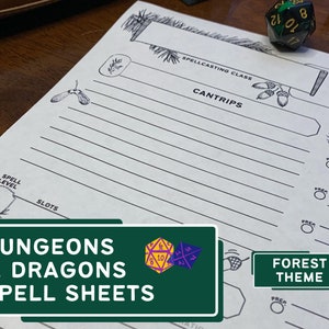 Dnd 5e Character Sheet & Spell Sheets | Printable Pdfs for Dungeons and ...