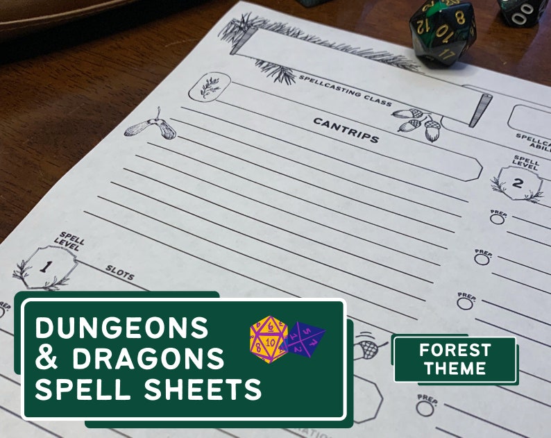 Dnd 5e Character Sheet & Spell Sheets | Printable Pdfs for Dungeons and ...