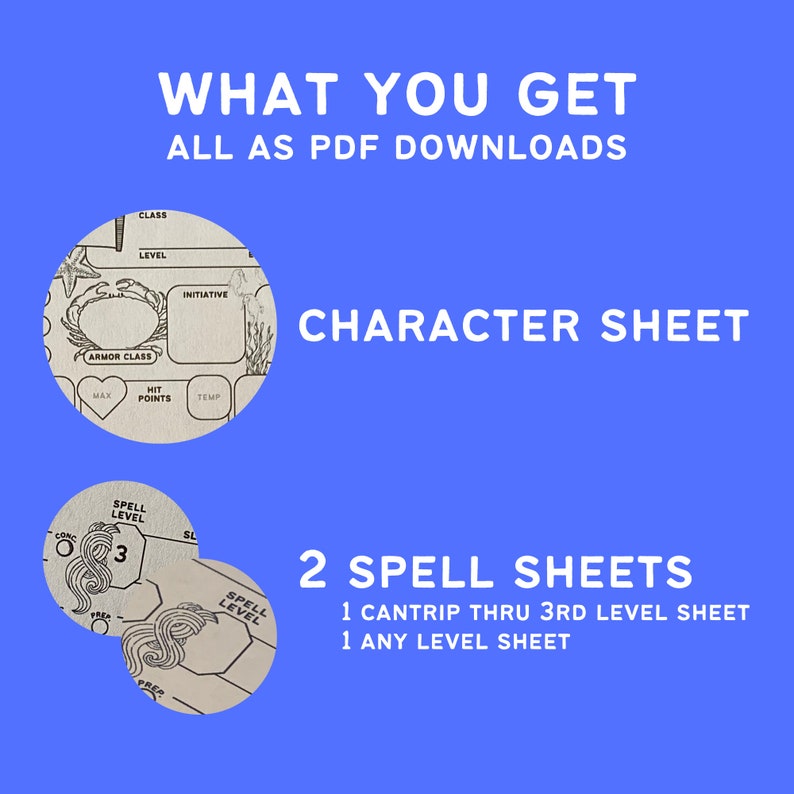 Dnd 5e Character Sheet and Spell Sheets Water Theme Printable Pdfs for ...
