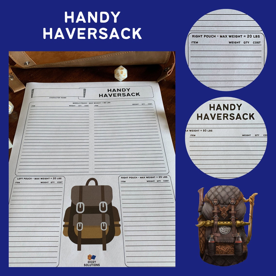 Dnd 5e Inventory Sheets: Inventory Tracker, Handy Haversack, Bag of ...