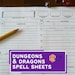 Dnd 5e Character Sheet & Spell Sheets | Printable Pdfs for Dungeons and ...