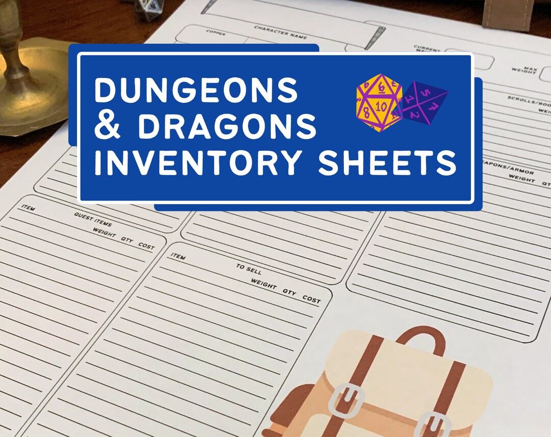 Dnd 5e Inventory Sheets: Inventory Tracker, Handy Haversack, Bag of ...