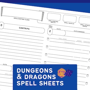 Dnd 5e Character Sheet & Spell Sheets | Printable Pdfs for Dungeons and ...