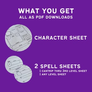 Dnd 5e Character Sheet & Spell Sheets | Printable Pdfs for Dungeons and ...