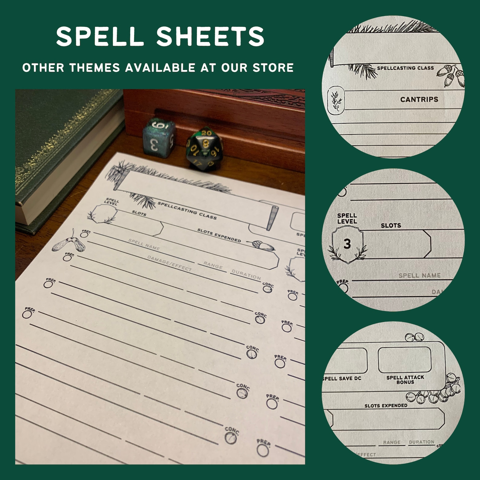 Dnd 5e Character Sheet & Spell Sheets | Printable Pdfs for Dungeons and ...