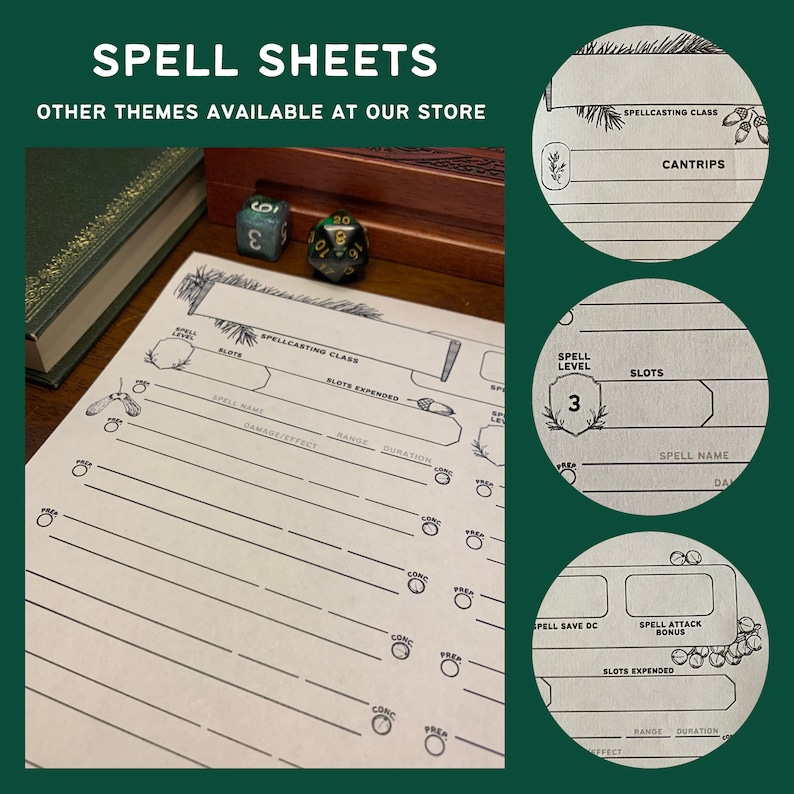 Dnd 5e Character Sheet & Spell Sheets | Printable Pdfs for Dungeons and ...