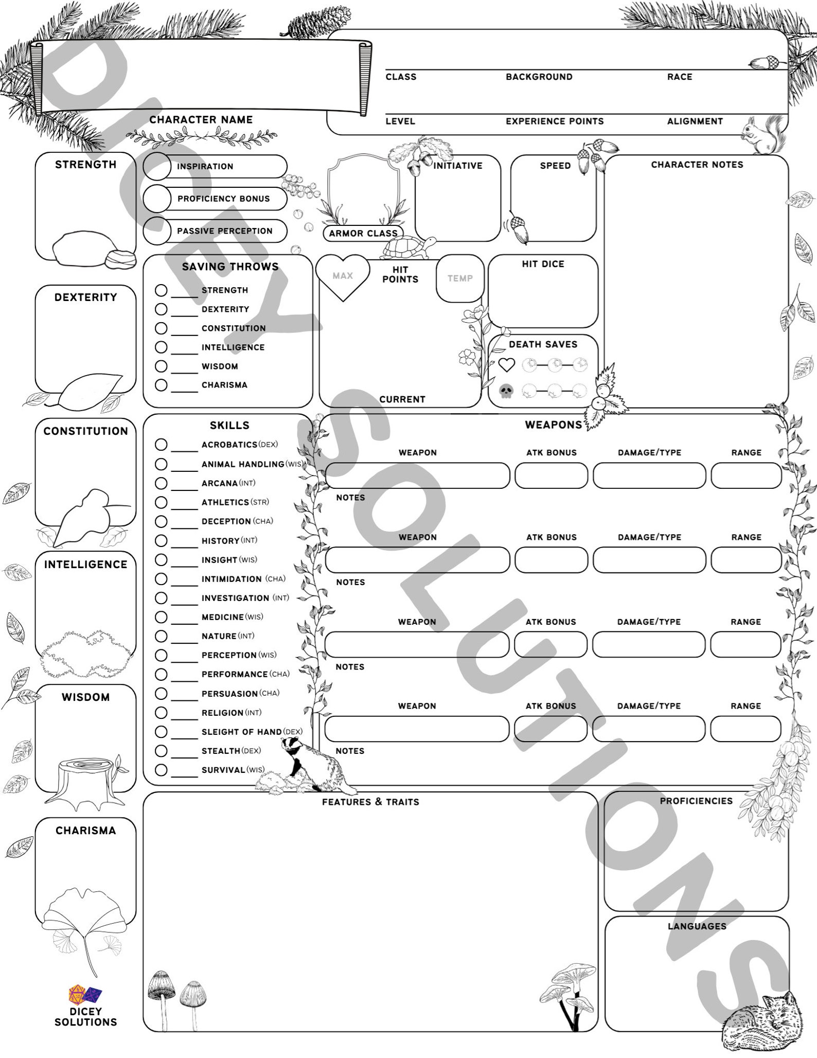Dnd 5e Character Sheet & Spell Sheets | Printable Pdfs for Dungeons and ...