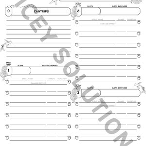 Water-themed Dnd 5e Character Sheet | Printable Spell Sheets (PDF) - Etsy