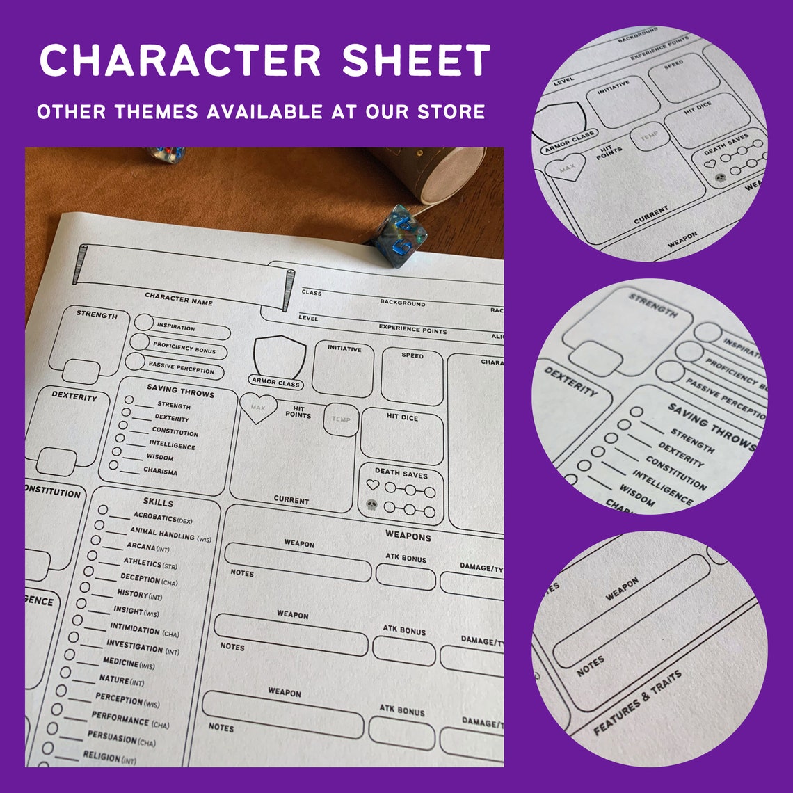 Dnd 5e Character Sheet & Spell Sheets Printable Pdfs for Dungeons and ...